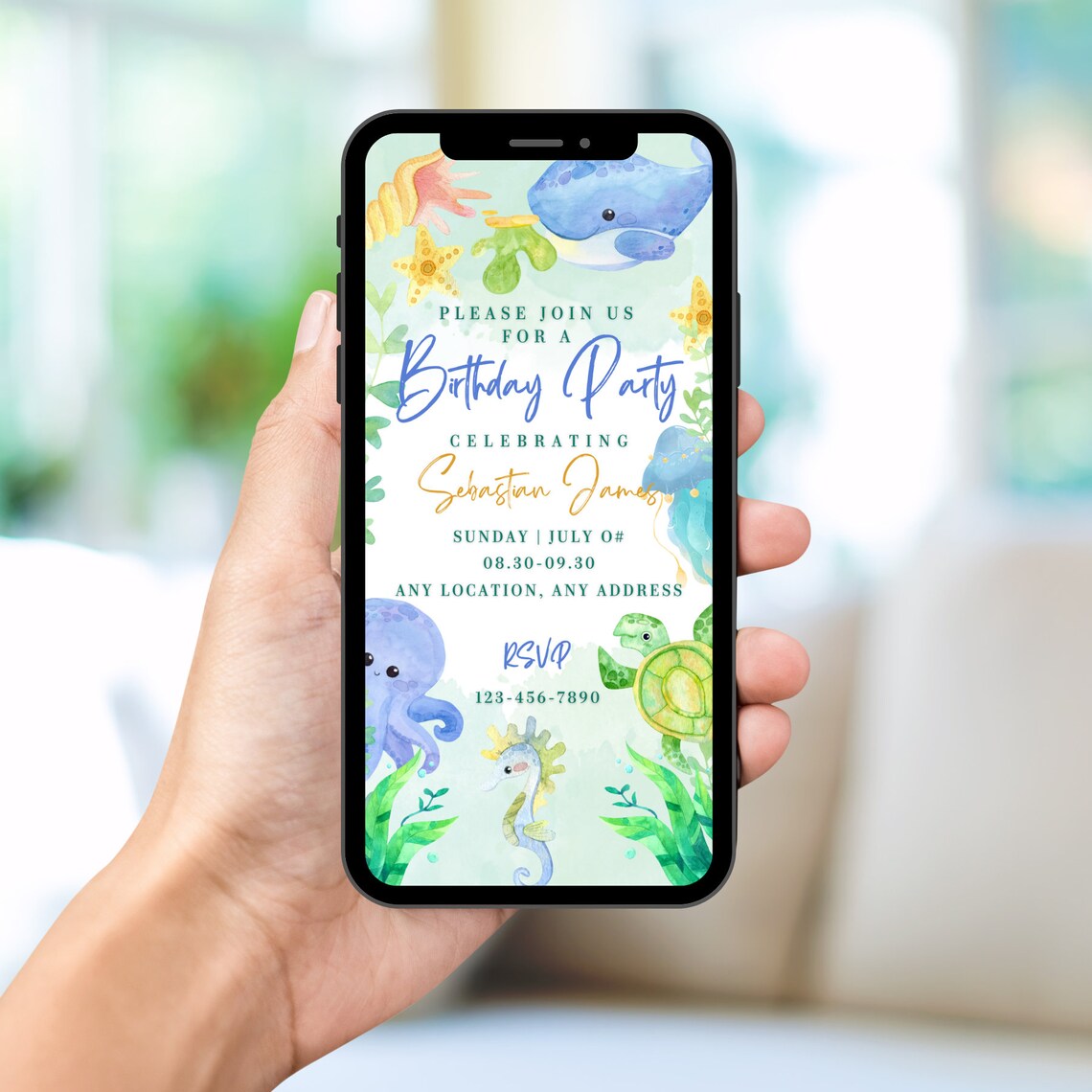 Under the Sea Birthday Party Invitation Ocean Fish Underwater Birthday ...