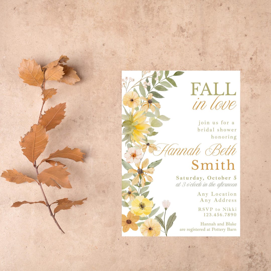 Fall in Love Printable Bridal Shower Invitations, Wedding Shower Bundle ...