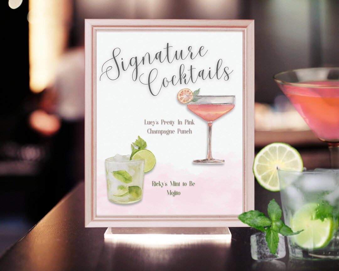 Custom Signature Cocktail Printable Signs for Wedding - Etsy
