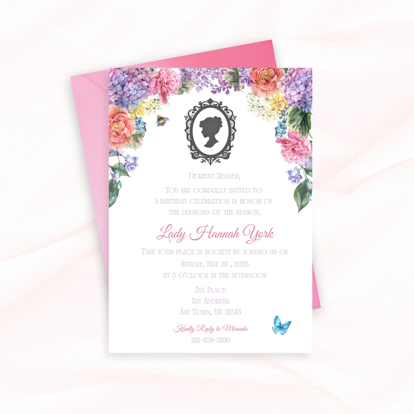 Bridgerton Inspired Birthday Party Invitation, Personalized Regency Era ...