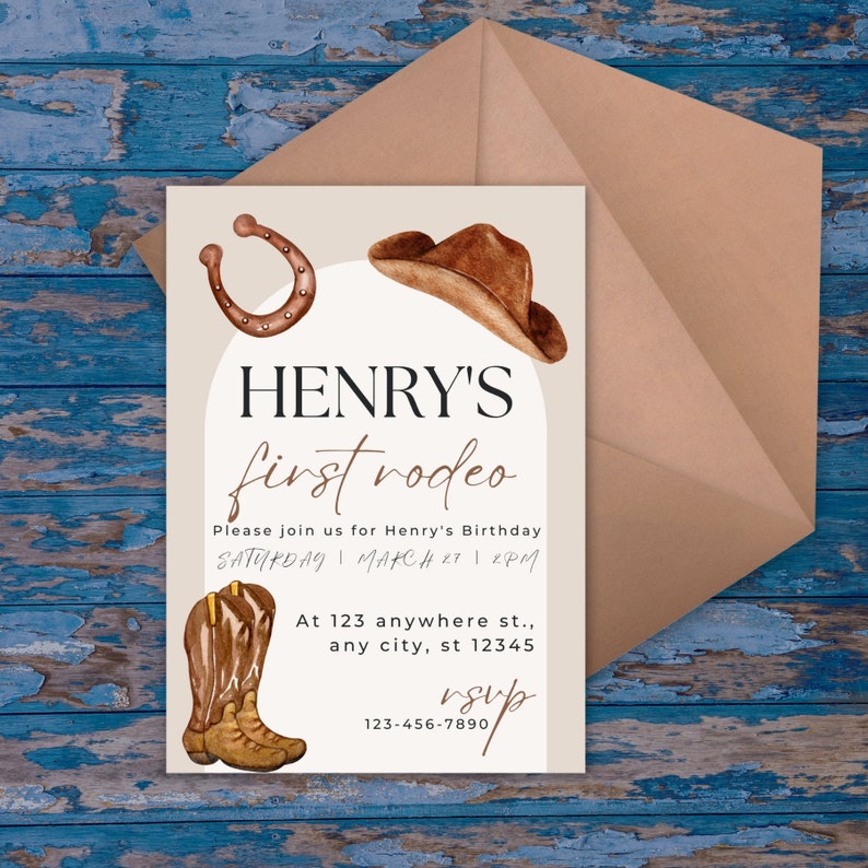 First Rodeo Birthday Party Invitation - Printable Birthday Invitation ...