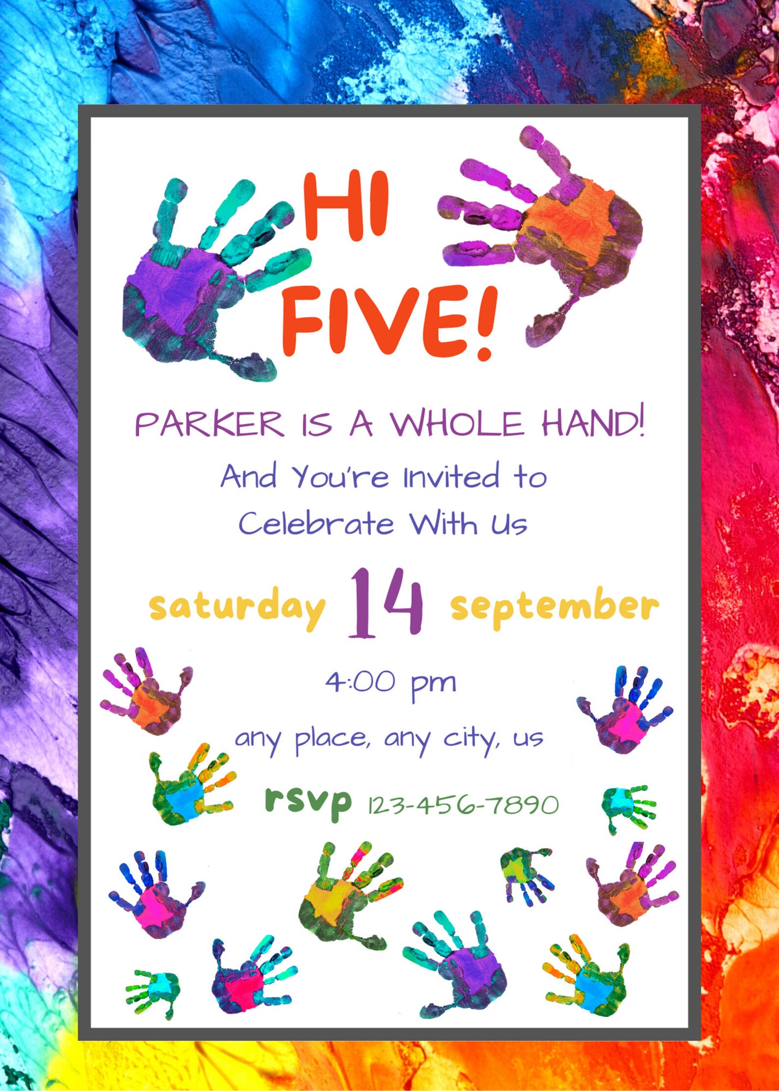 Hi-five Fifth Birthday Invitation Set for Kids High Five - Etsy