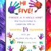 Hi-five Fifth Birthday Invitation Set for Kids High Five Handprint ...