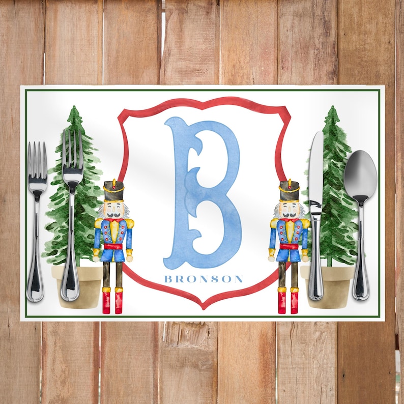 Custom Name Christmas Place Mats, Personalized Holiday Paper Placemats ...