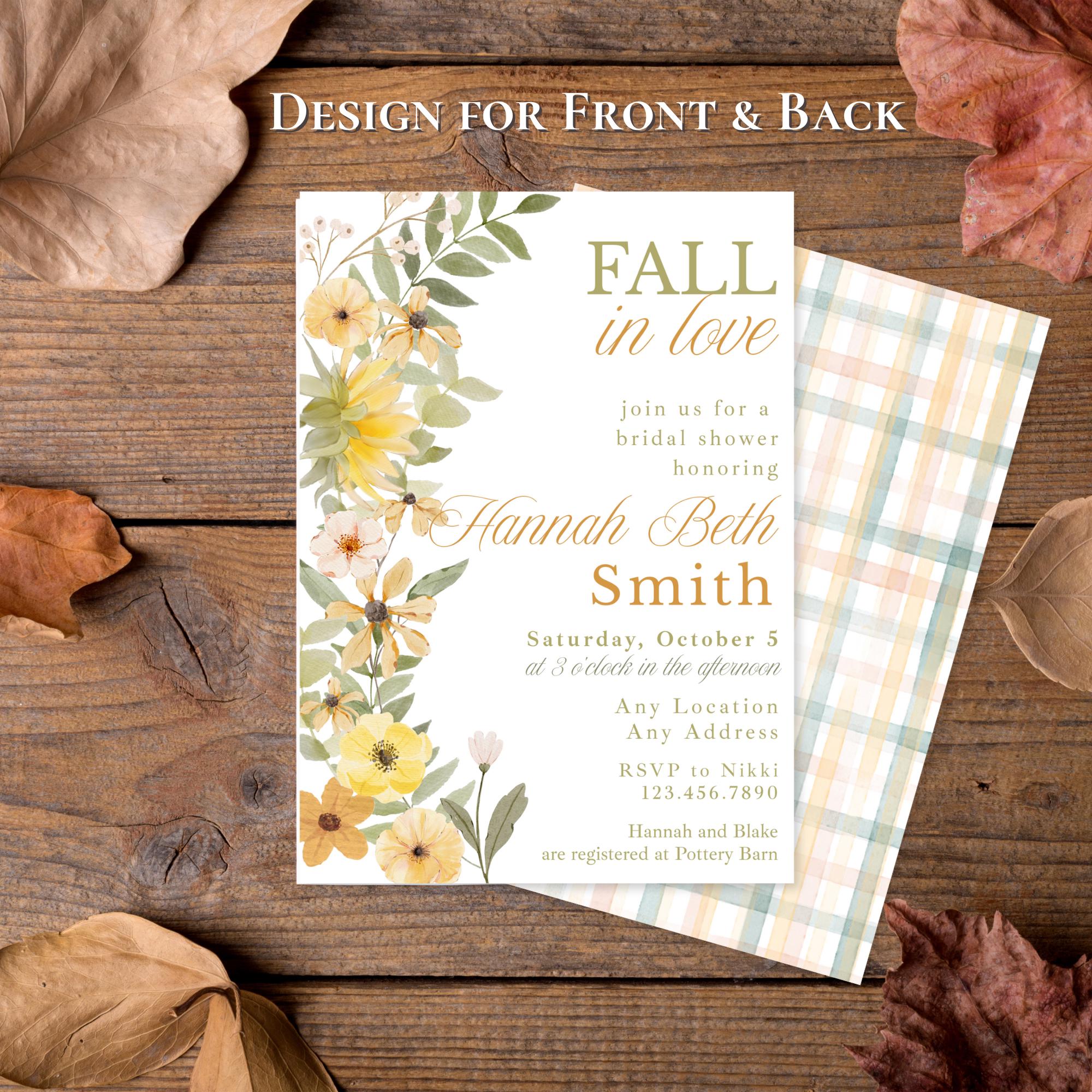 Fall in Love Printable Bridal Shower Invitations, Wedding Shower Bundle ...