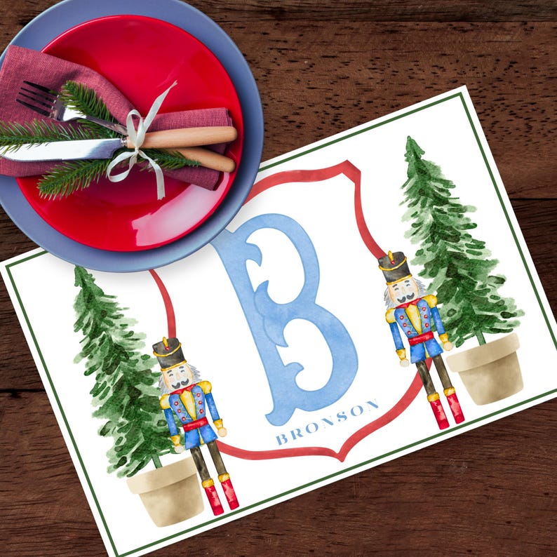 Custom Name Christmas Place Mats, Personalized Holiday Paper Placemats ...