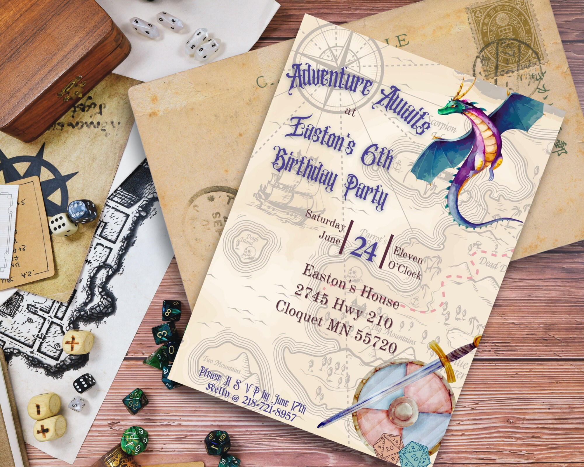 Dungeons and Dragons Birthday Party Invitation Set - Dnd Birthday Party ...