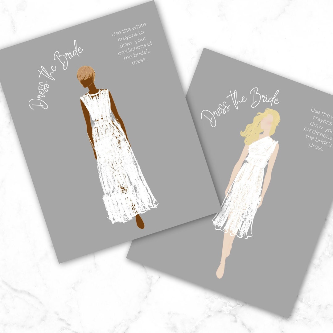 Personalized Printable Dress the Bride Game, Guess the Dress Bridal ...