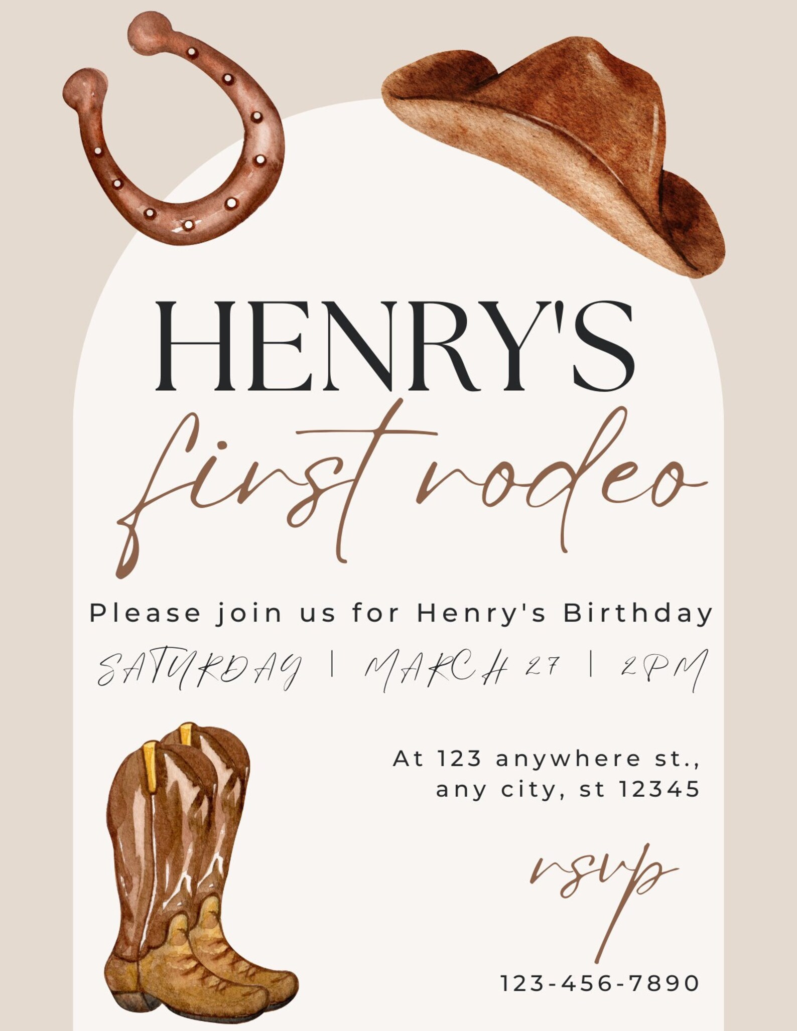 First Rodeo Birthday Party Invitation Printable Birthday - Etsy