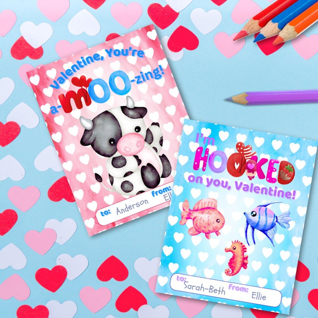 Cute Printable Animal Valentines Cards for Kids, Funny Valentine Notes ...