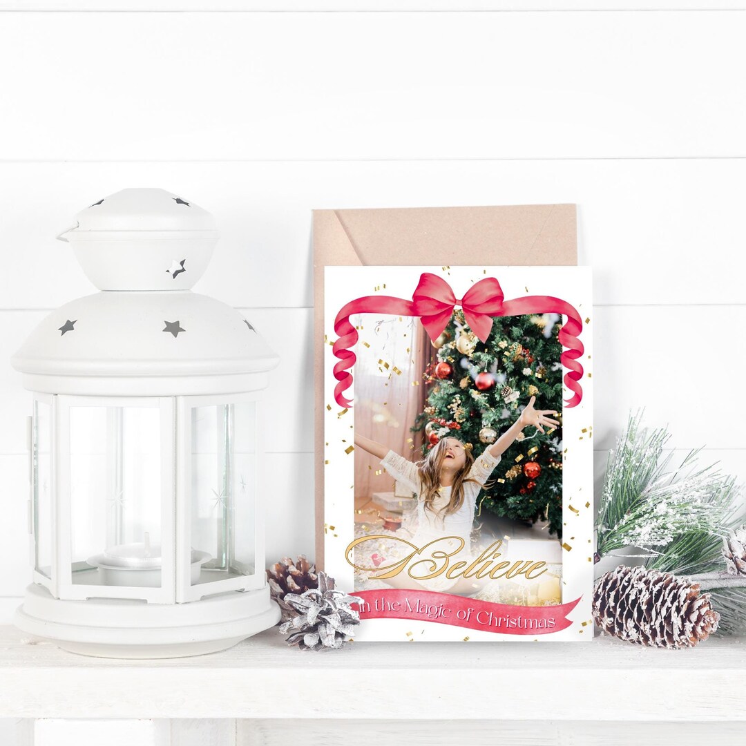 Christmas Watercolor Frame Cards, Personalized Holiday Cards Set With ...