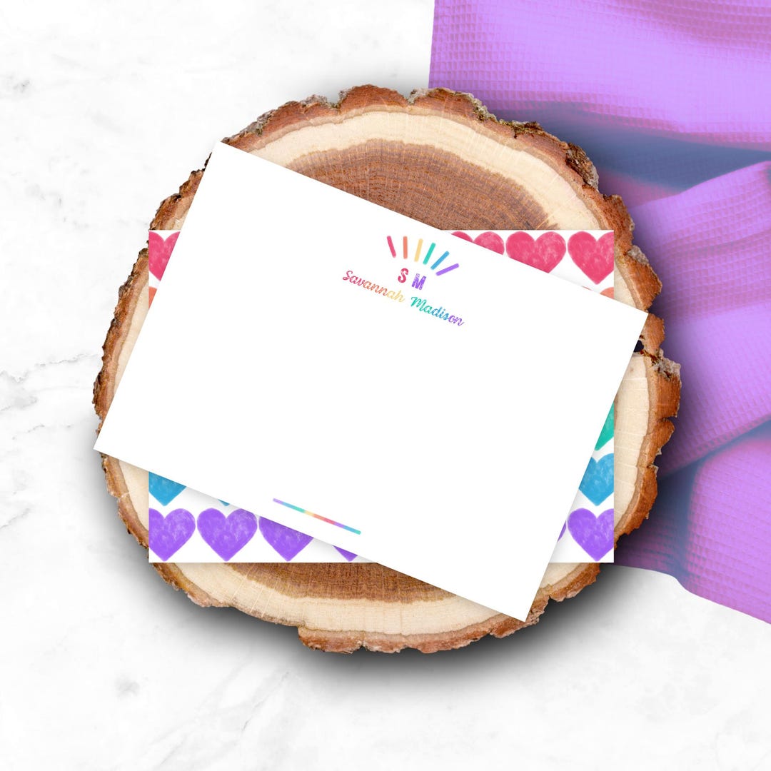 Personalized Rainbow Stationery Gift Set, Double Sided Stationery, Flat ...