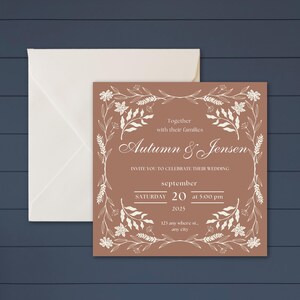 Mocha Square Wedding Invitations, Chocolate Cocoa Neutral, Elegant ...