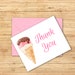 Ice Cream Thank You Notes, Cute Watercolor Ice Cream Cone Printed Thank ...