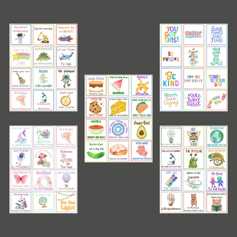 Printable Lunch Box Notes for Kids, Encouraging Notes for Kids ...