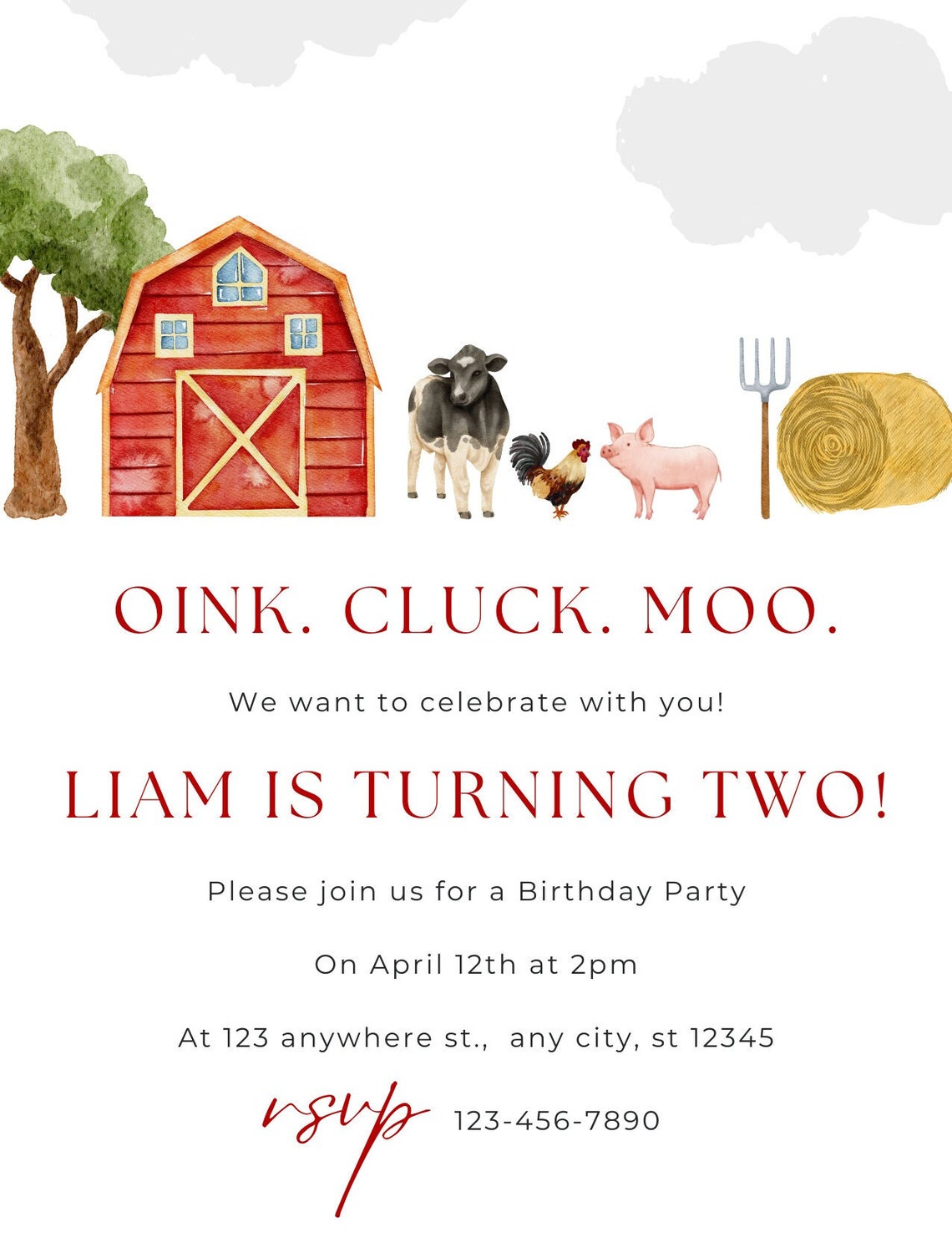 Personalized Barnyard Birthday Party Invitation, Printable Farm Invites ...