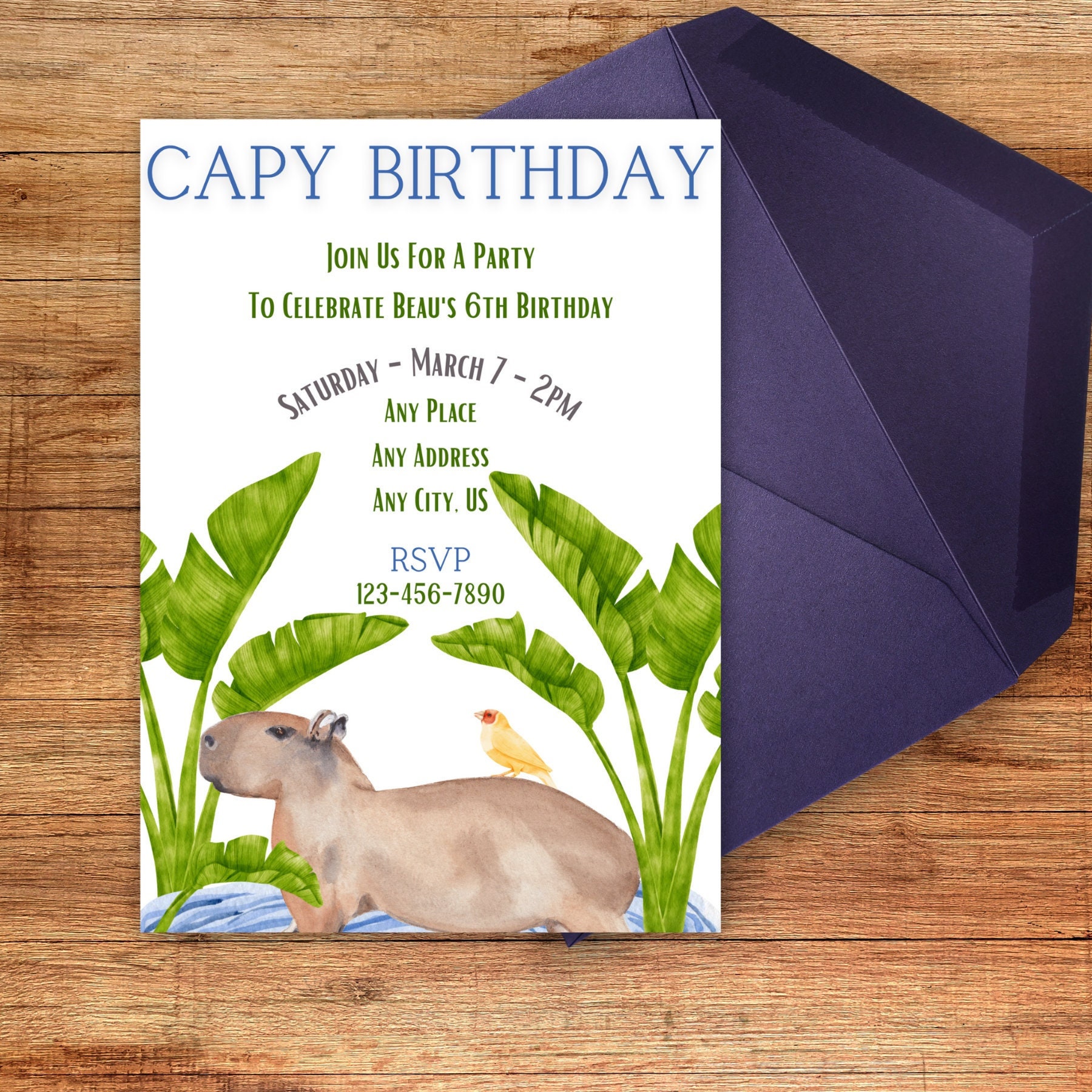 Capy Birthday Party Invitation - Capybara Birthday Party - Capybara ...