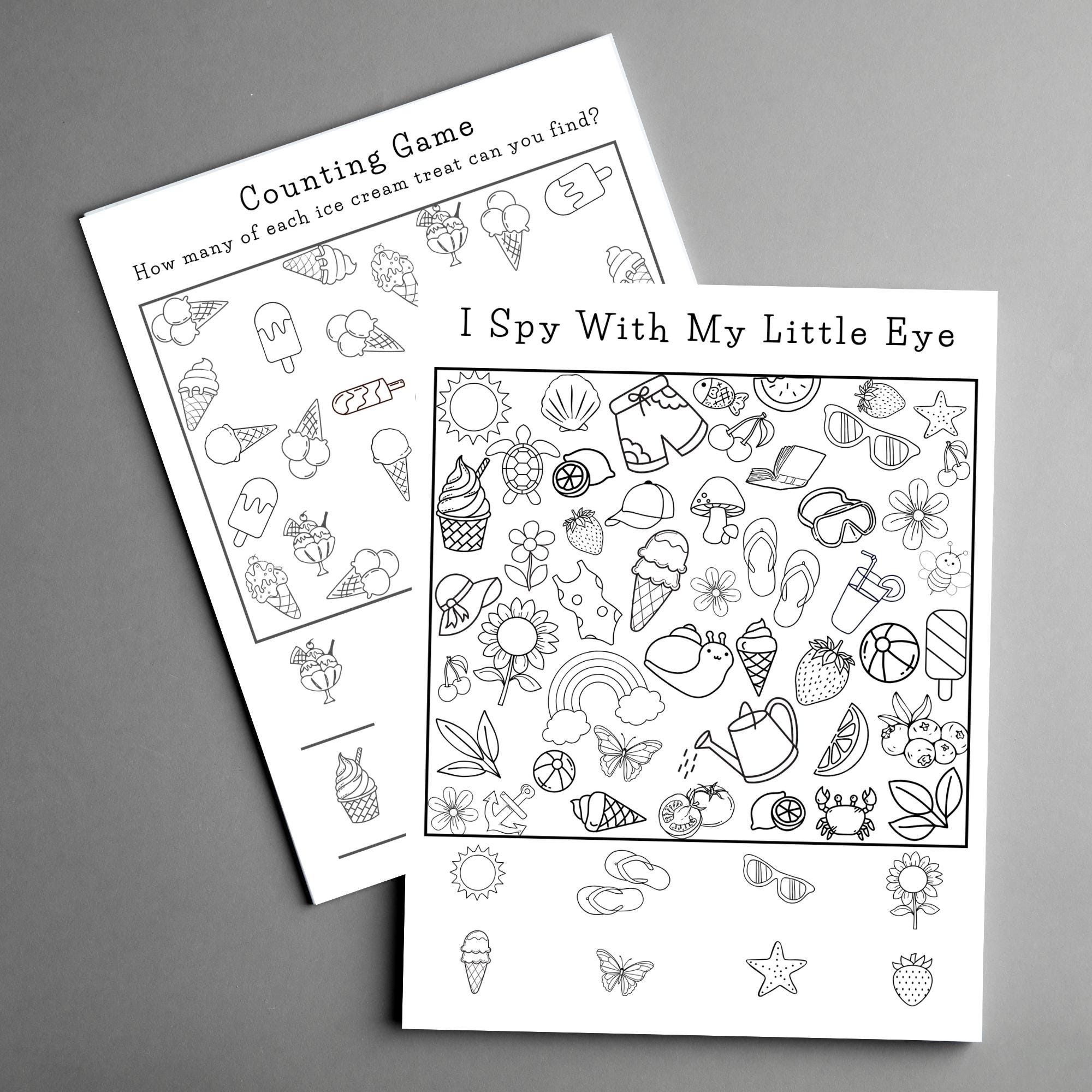Personalized Printable Summer Activity Sheet Set for Kids, Preschool ...