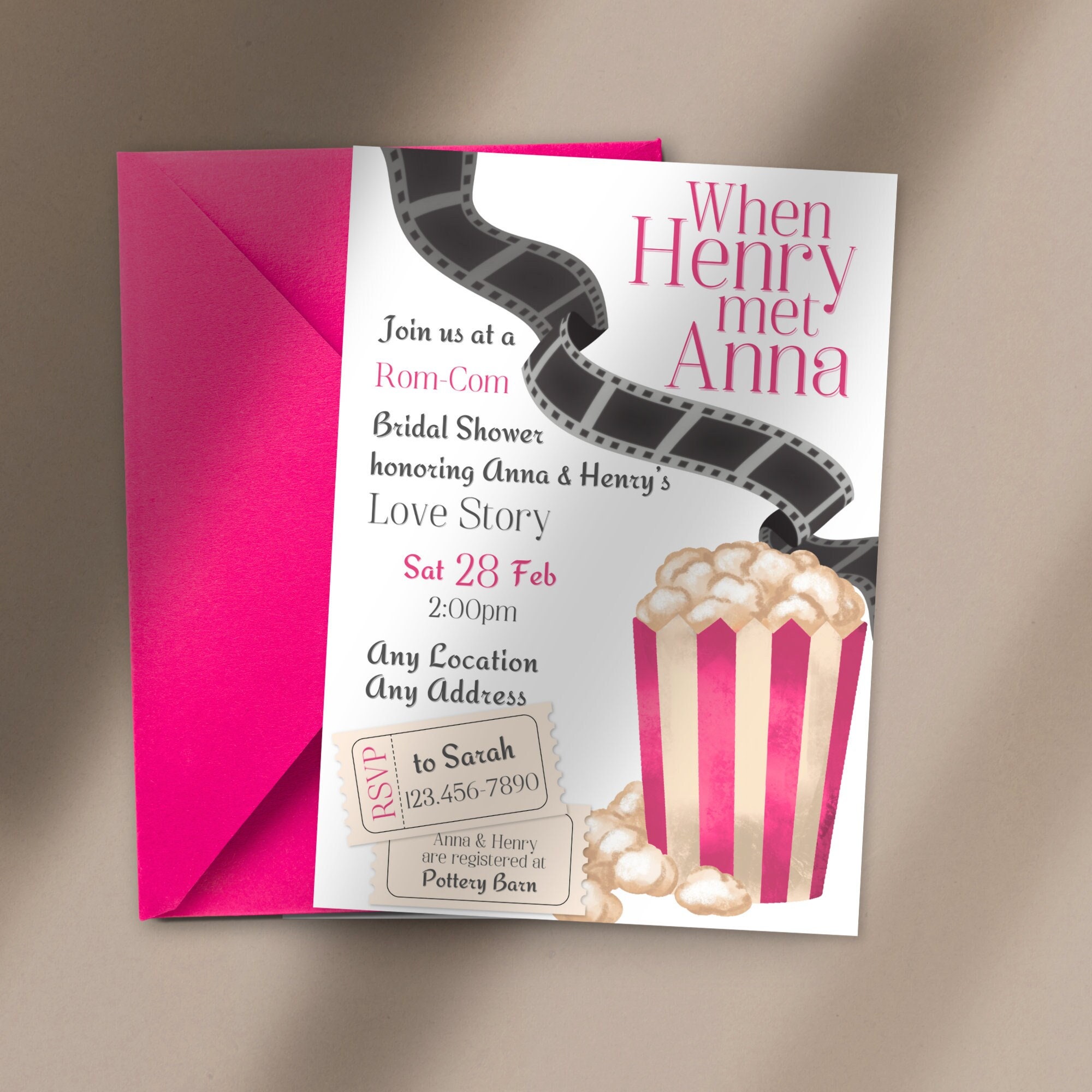 Rom-com Movie Themed Bridal Shower Invitation Bundle, Romcom Wedding ...