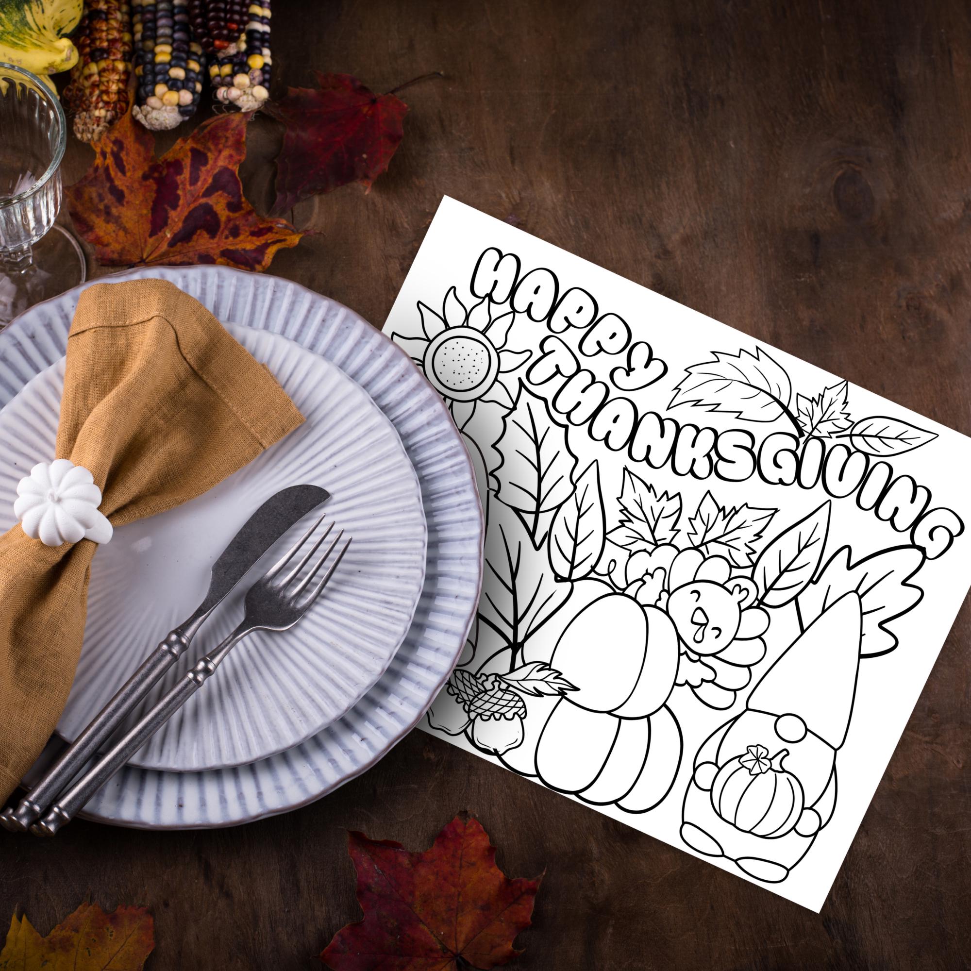 Kids Thanksgiving Printable Placemats, Holiday Activity Sheets ...