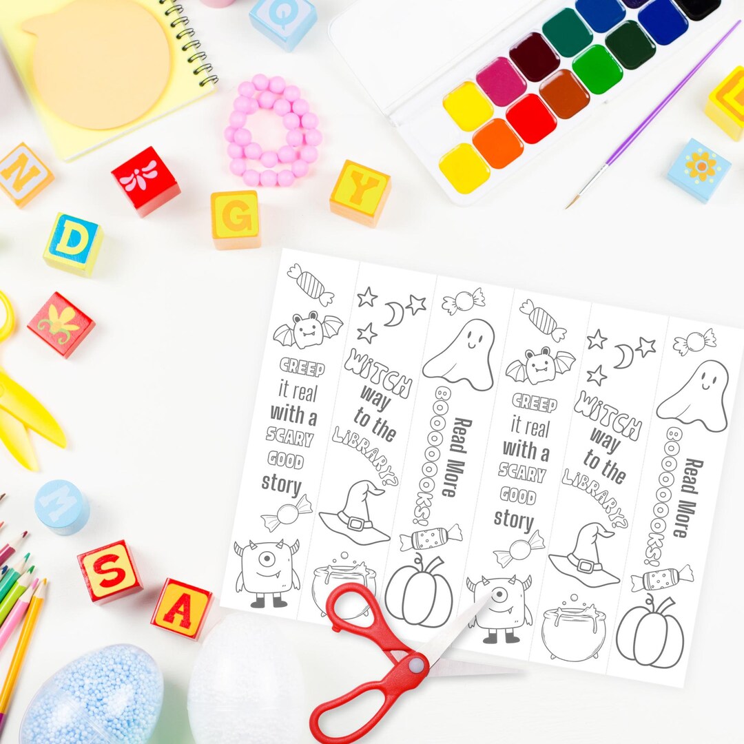 Buy Printable Halloween Bookmarks to Color, Classroom Reading Bookmark ...