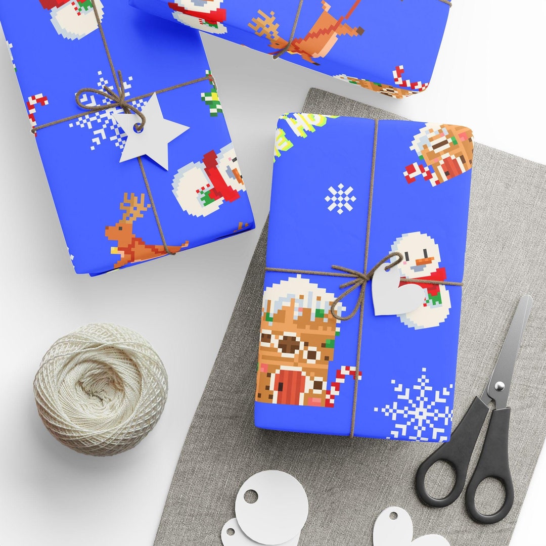 Video Game Wrapping Paper, Pixelated Christmas Gift Wrap, Gamer Holiday ...