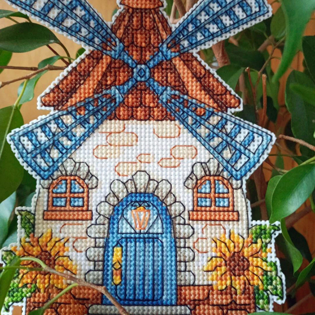 Cross Stitch Pattern Windmill With Sunflowers 3 Color Options - Etsy