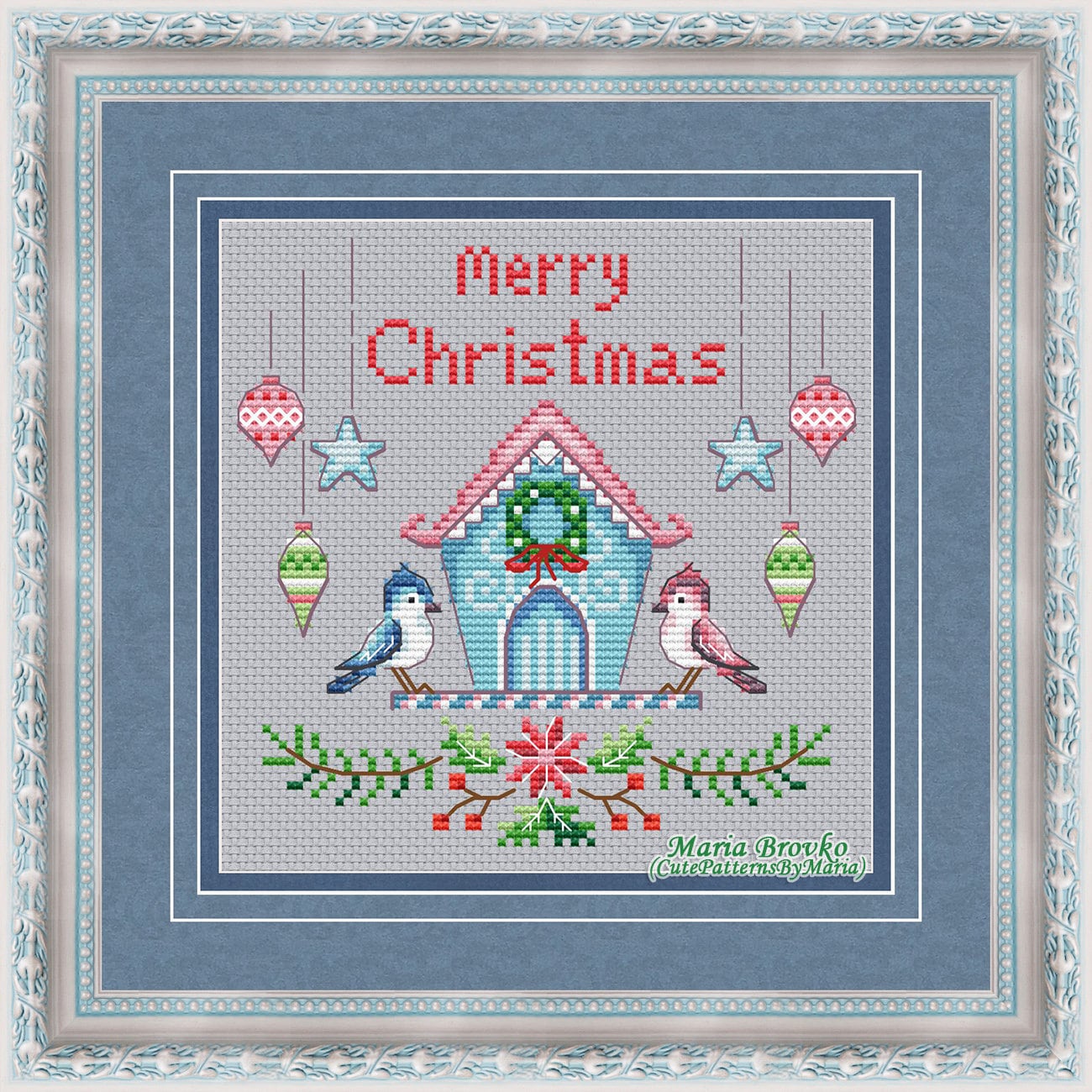 Cross Stitch Pattern christmas Bird House DMC - Etsy
