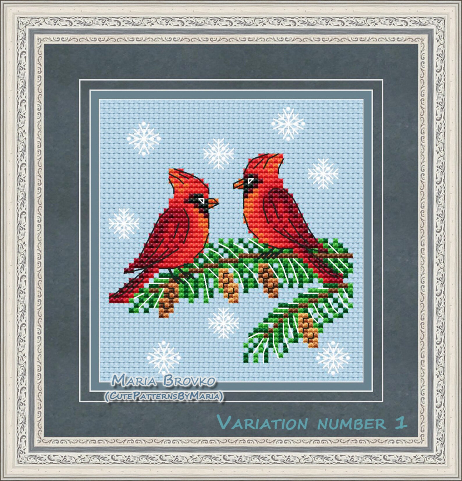 Cross Stitch Pattern "cardinals. Two Variations" DMC Embroidery Chart ...