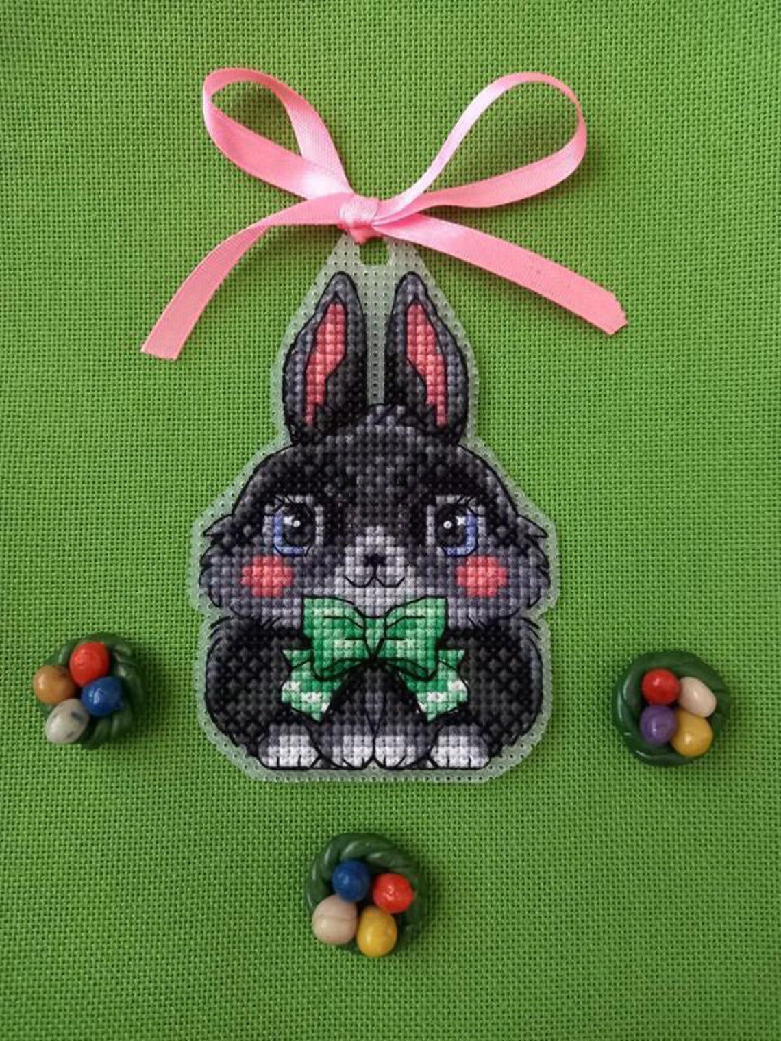 Cross Stitch Pattern Bunny With a Bow 6 Color Options DMC | Etsy