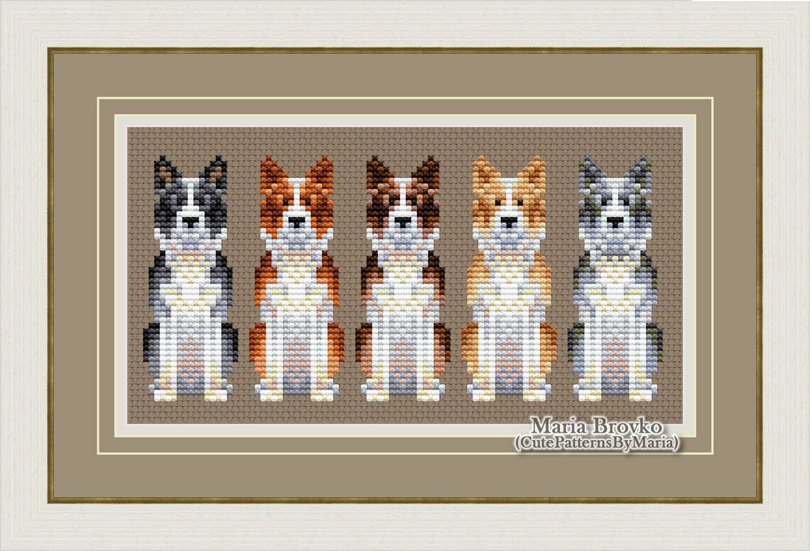 Cross Stitch Pattern Border Collie 5 Color Options and 2 Ear Options ...