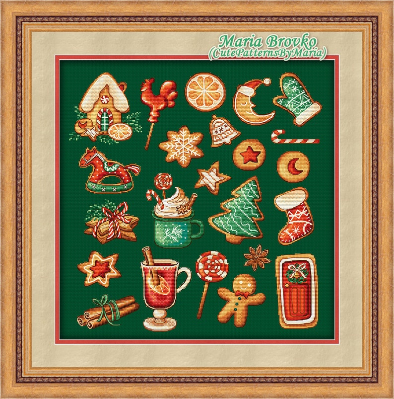 Cross Stitch Pattern Gingerbread Sampler DMC Chart Printable - Etsy
