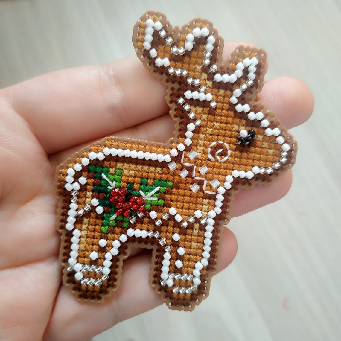 Cross Stitch Pattern gingerbread Deer DMC Cross - Etsy