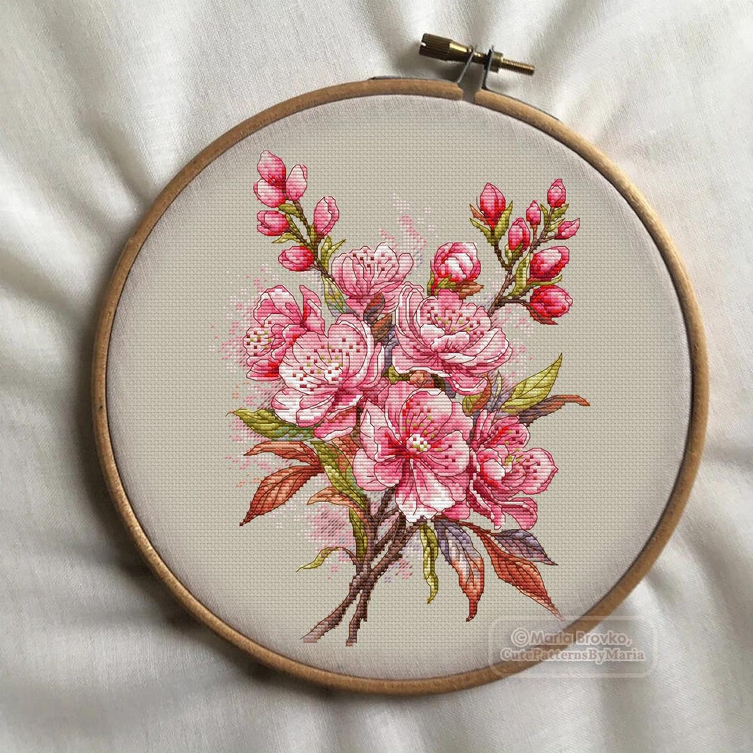 Cross Stitch Pattern Sakura Blossom DMC Chart Printable PDF Instant ...