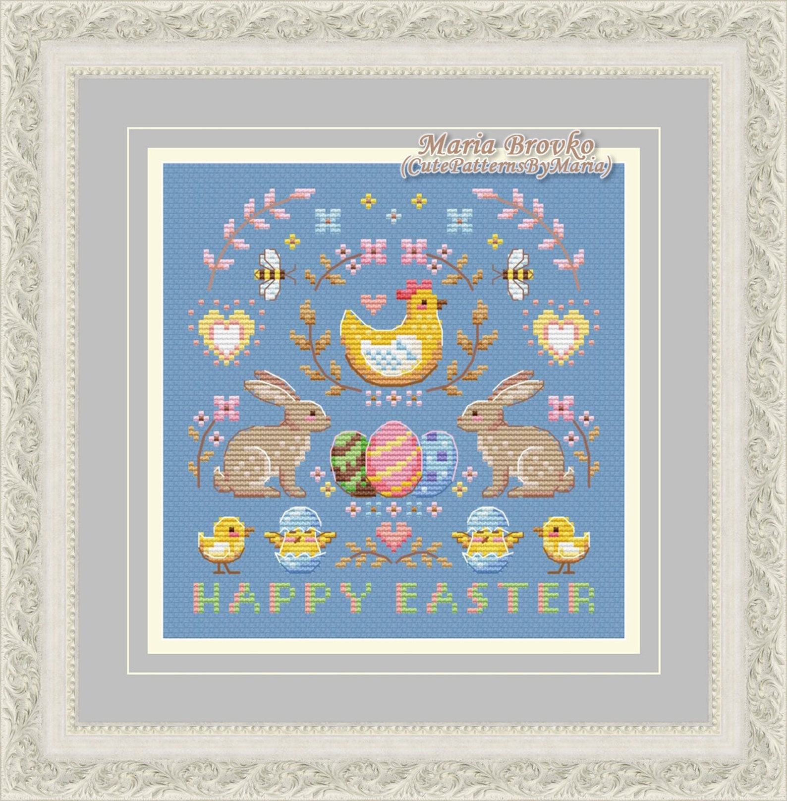 Cross Stitch Pattern Easter Sampler DMC Chart Embroidery Printable PDF ...