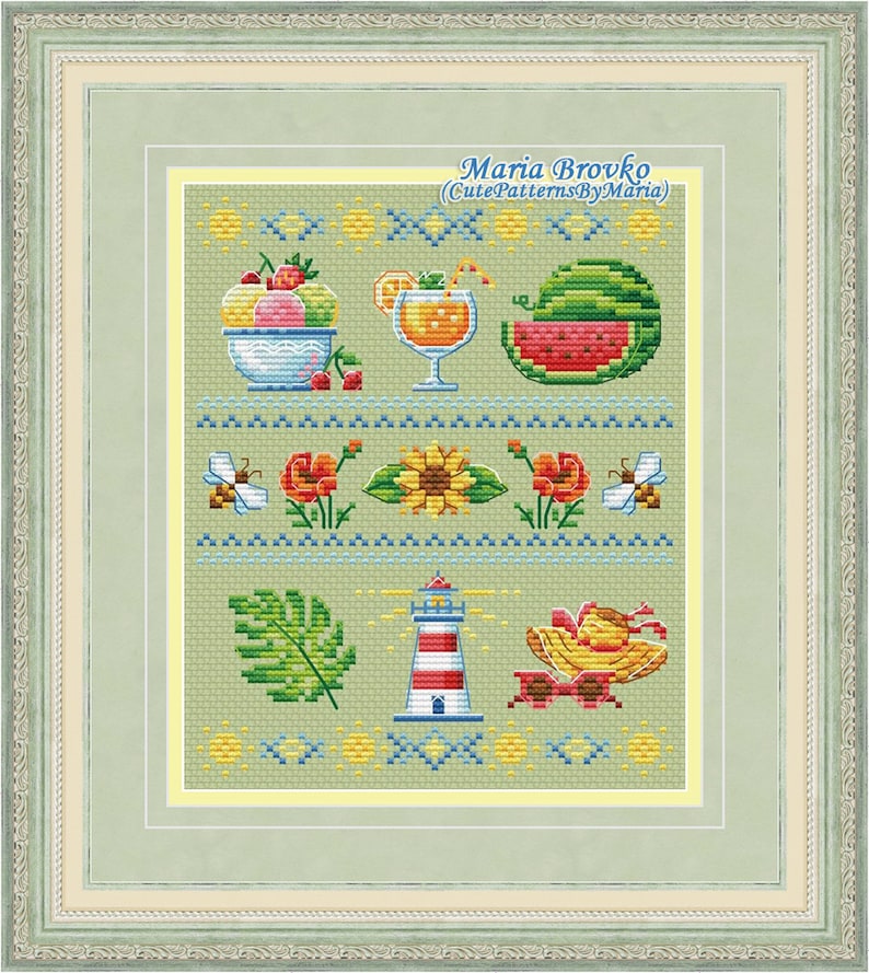 Cross Stitch Pattern lovely Summer Sampler DMC | Etsy