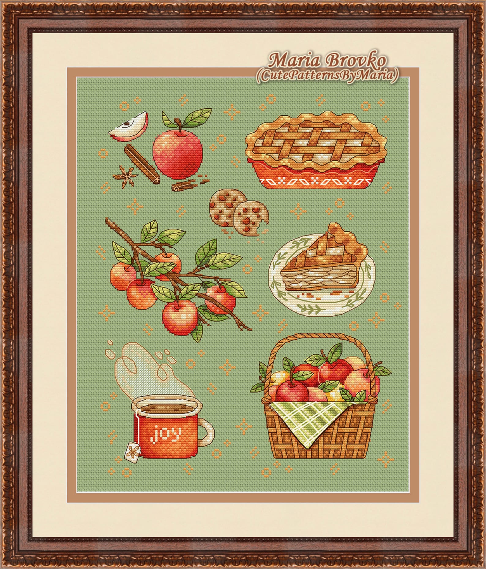 Cross Stitch Pattern Apple Pie DMC Chart Printable PDF Instant Download ...