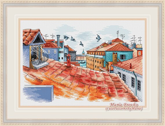 Cross Stitch Pattern Rooftops of Venice DMC Chart Printable - Etsy