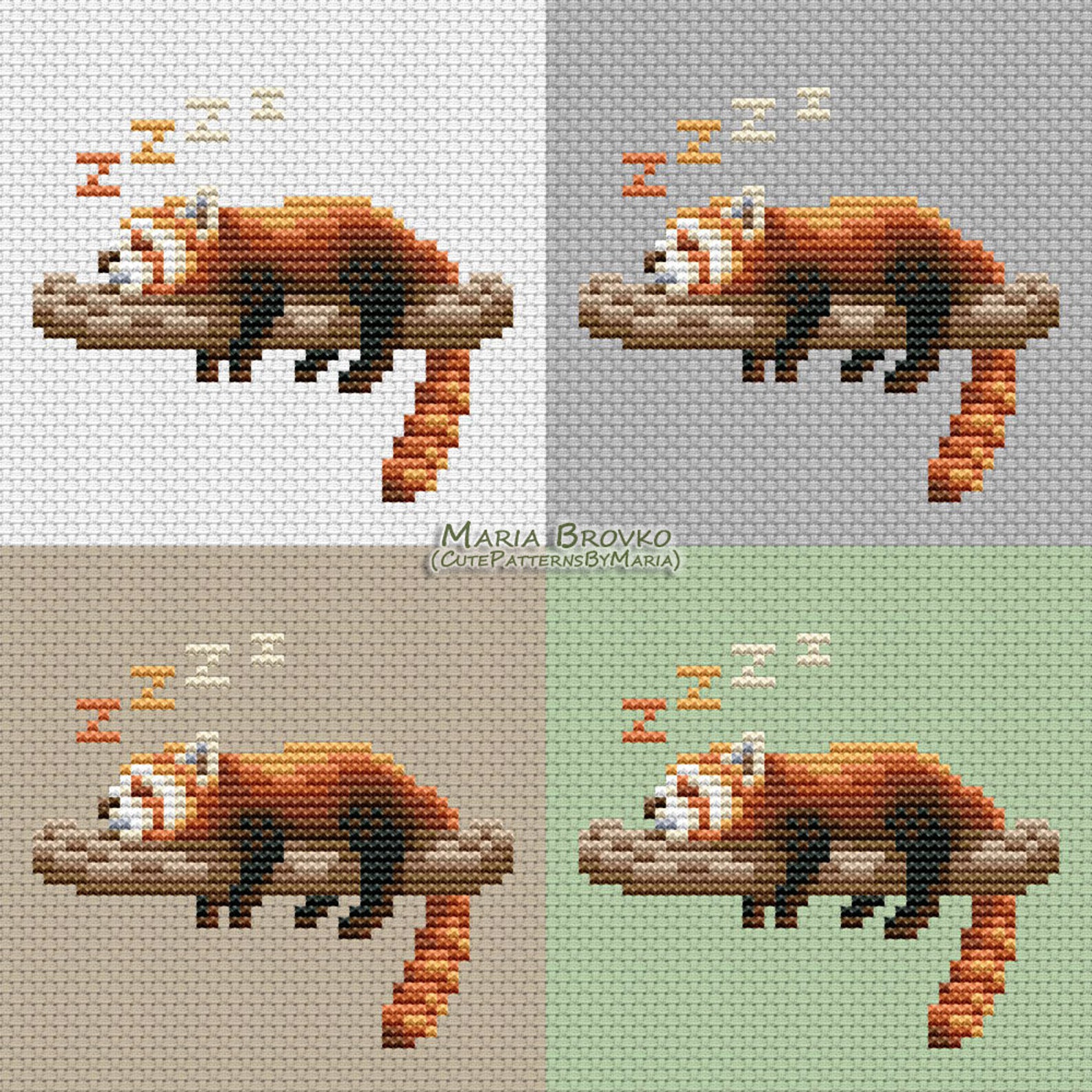 Cross Stitch Pattern red Panda DMC Chart - Etsy