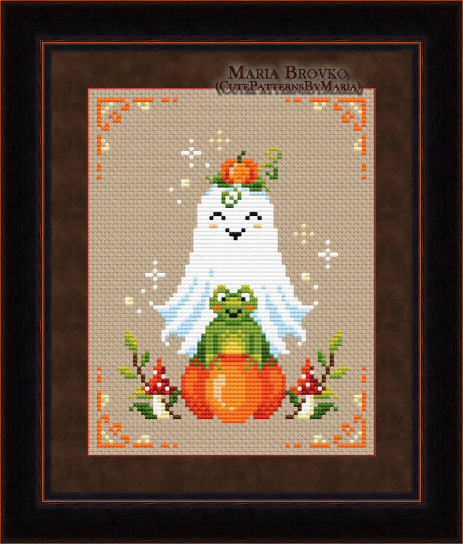 Cross Stitch Halloween Decor Ghost and Frog Pattern DMC Chart Printable ...