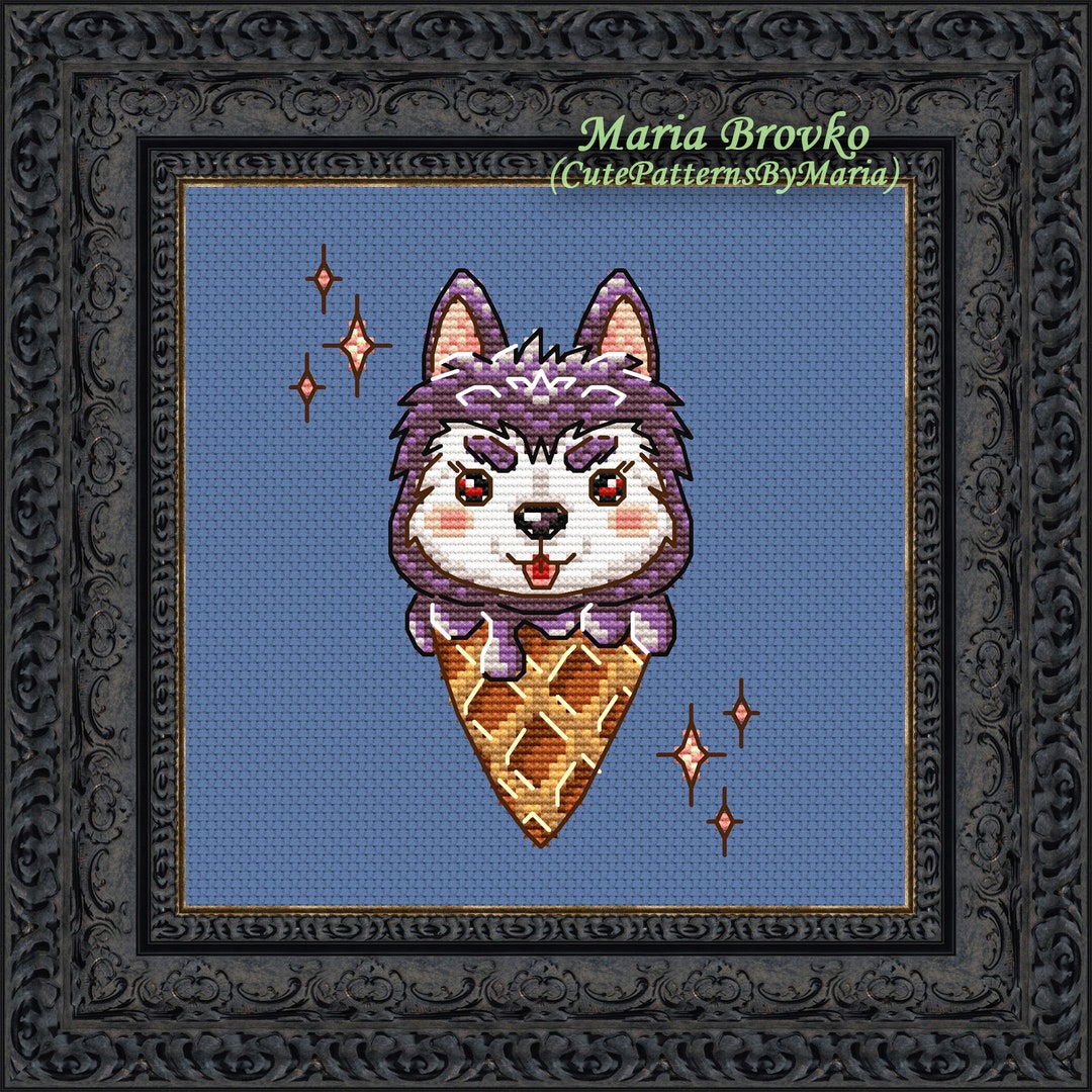 Cross Stitch Werewolf Halloween Ice Cream Pattern DMC Chart Printable ...