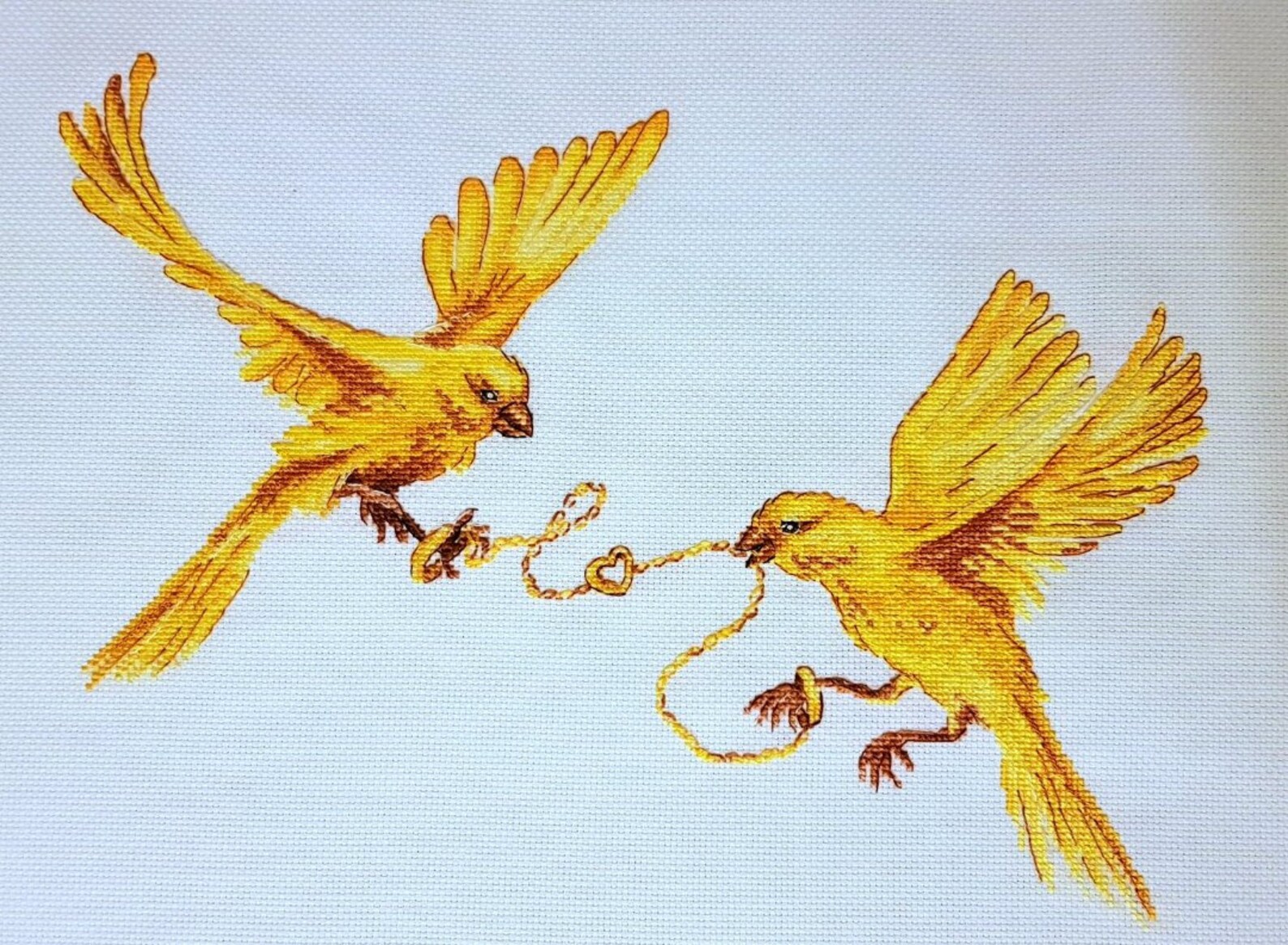 Cross Stitch Pattern "pair of Canaries" DMC Chart Embroidery Printable ...