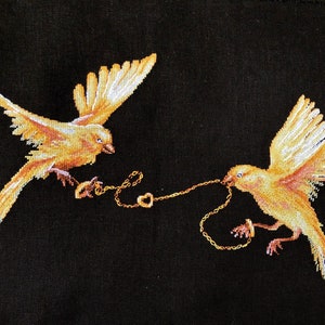 Cross Stitch Pattern "pair of Canaries" DMC Chart Embroidery Printable ...