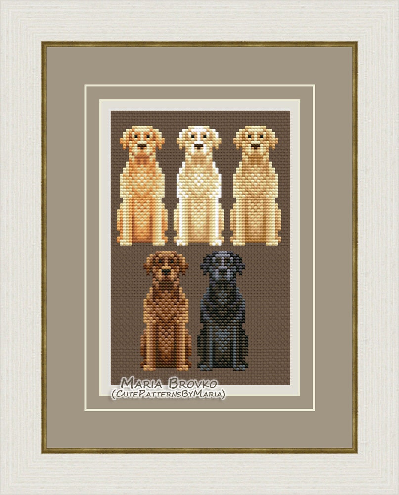 Cross Stitch Pattern labrador Retriever and Golden - Etsy