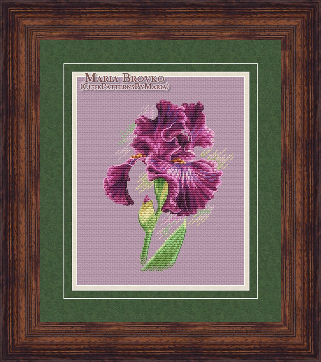 Cross Stitch Pattern purple Iris DMC Chart | Etsy