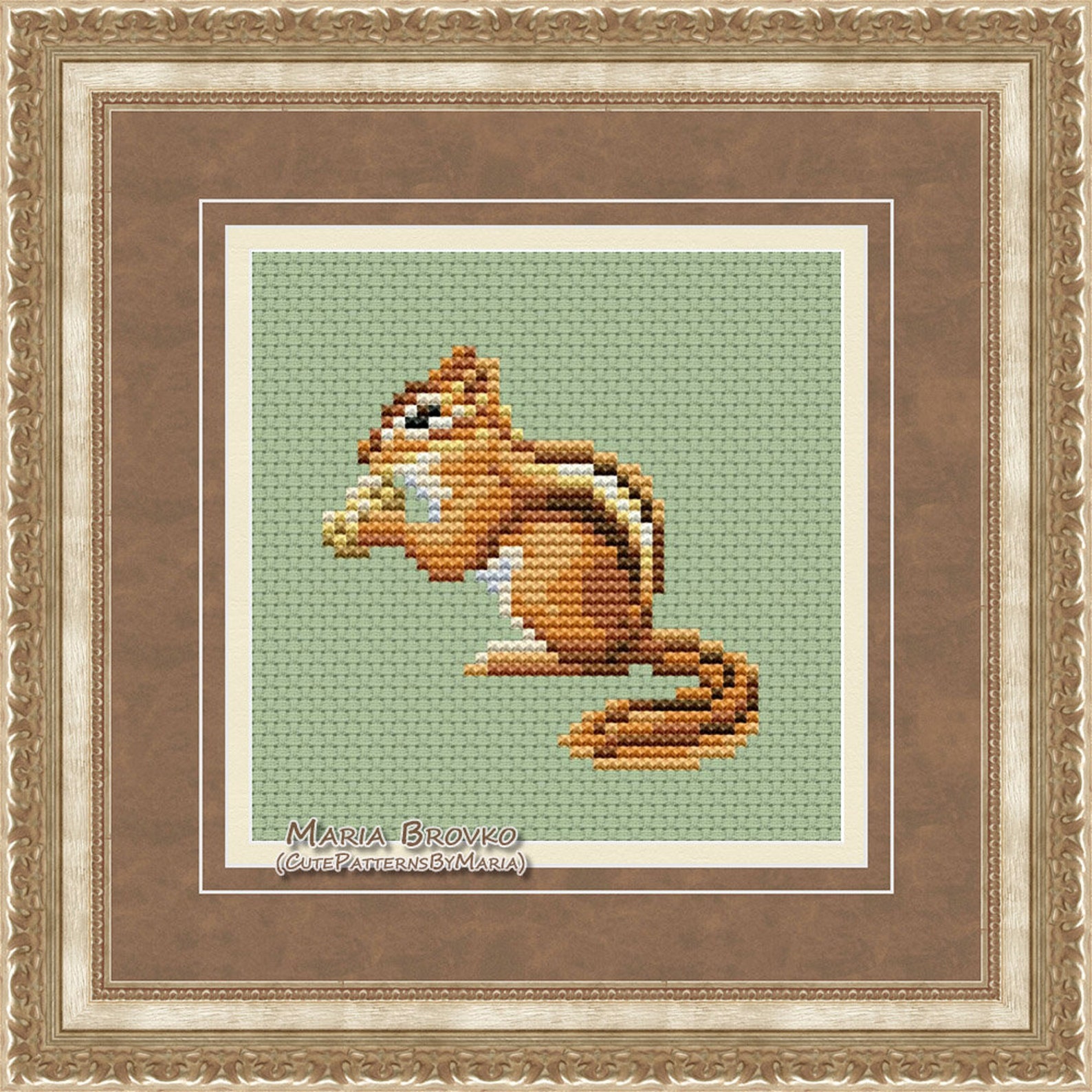 Cross Stitch Pattern chipmunk DMC Chart | Etsy