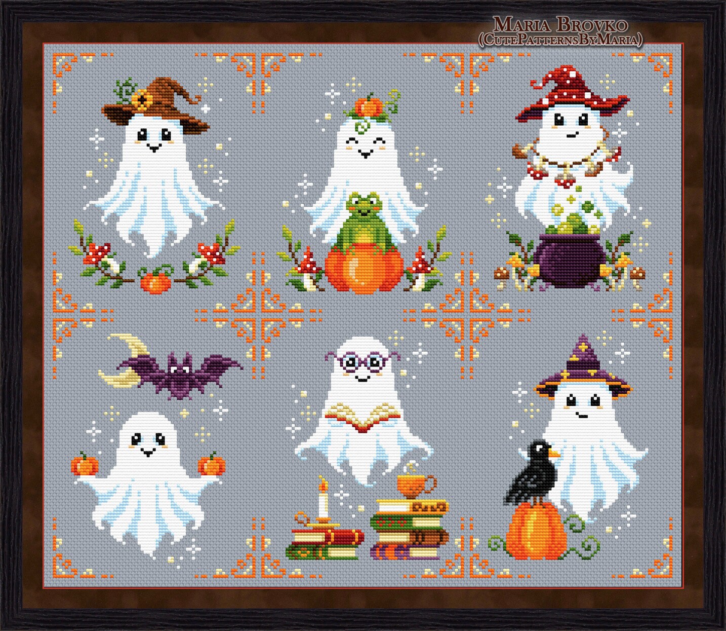 Cross Stitch Halloween Decor 30% Cheaper as a Set Six Cute - Etsy