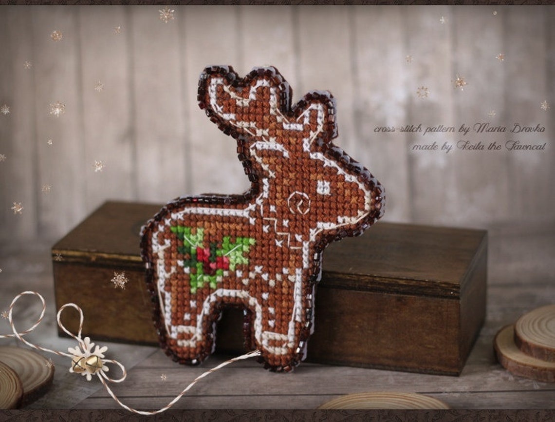 Cross Stitch Pattern gingerbread Deer DMC Cross - Etsy