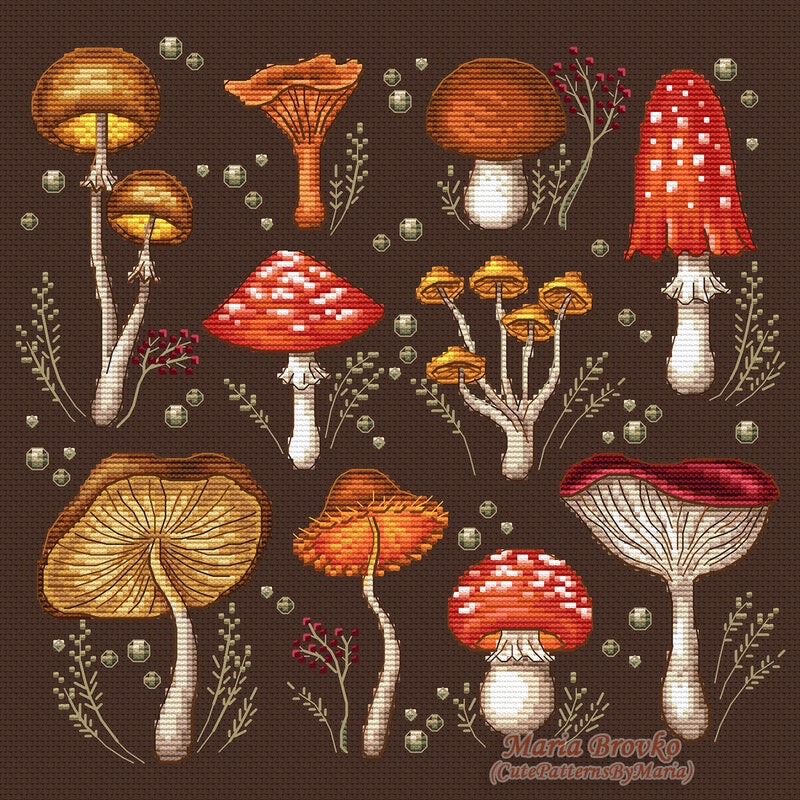 Cross Stitch Red Mushroom - Etsy