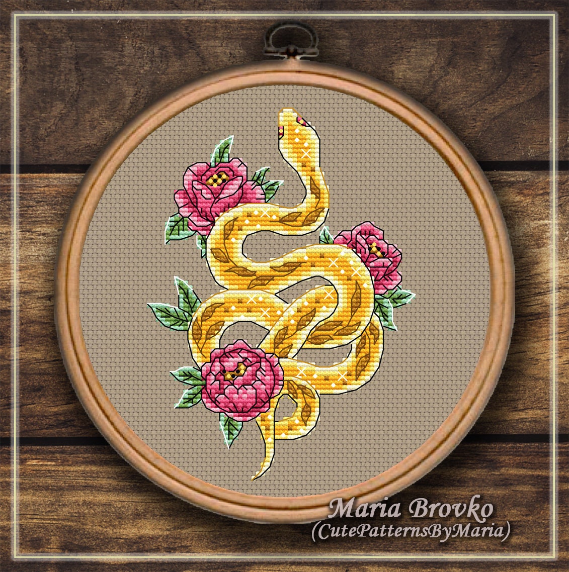 Cross Stitch Pattern Yellow Snake DMC Chart Printable PDF - Etsy